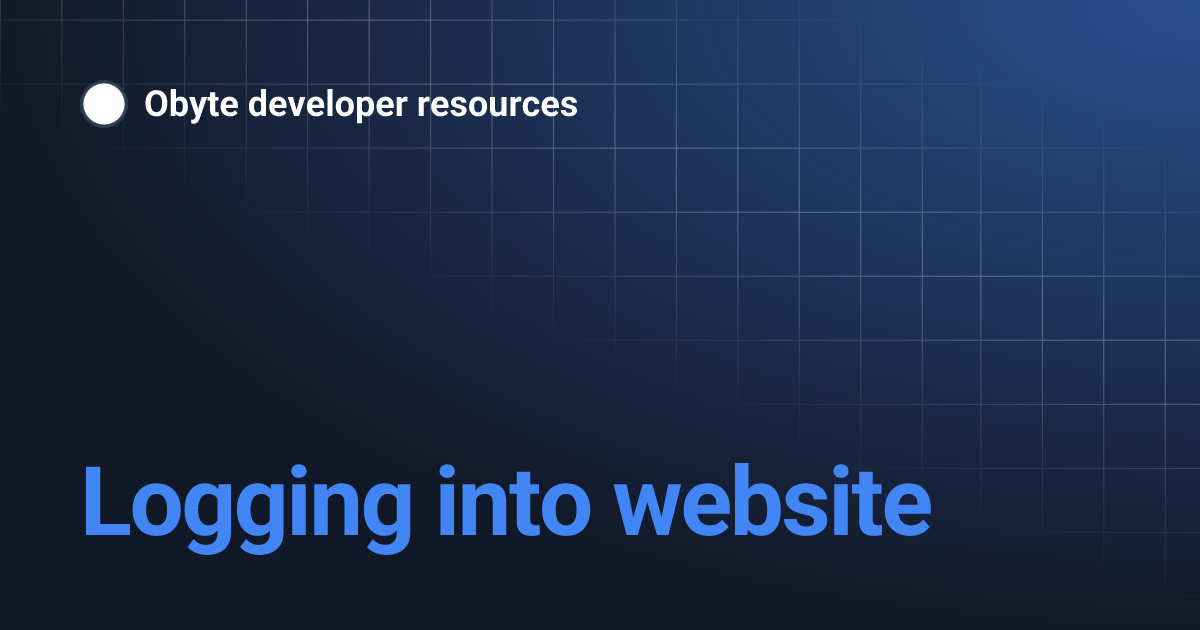 Logging into website | Obyte developer resources